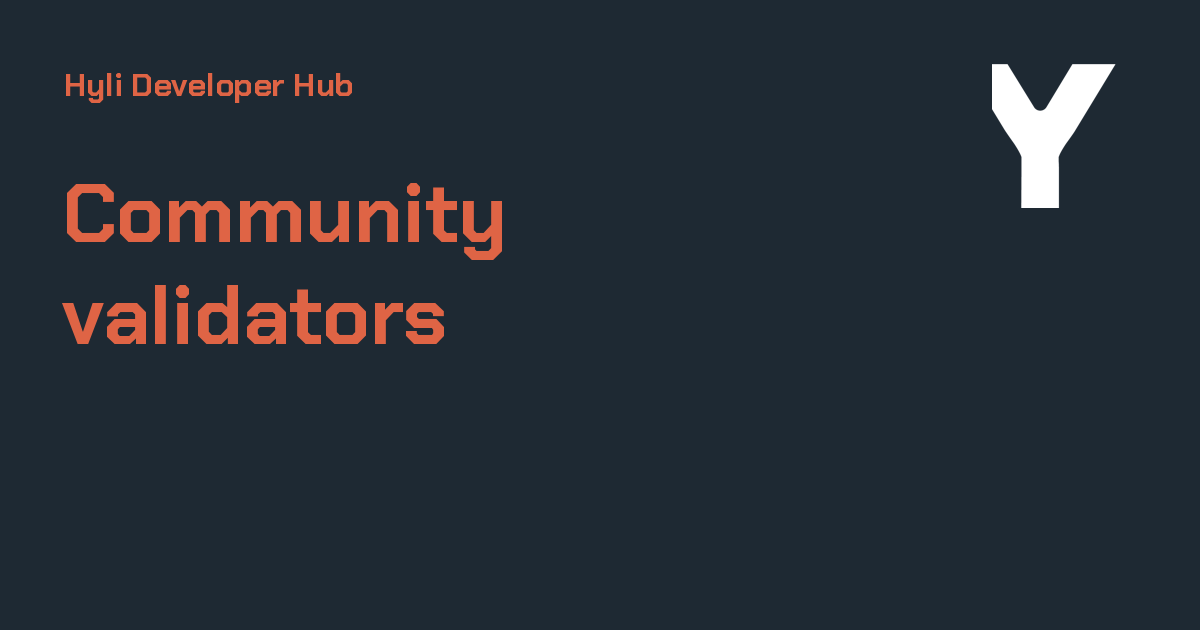Community validators - Hyli Developer Hub